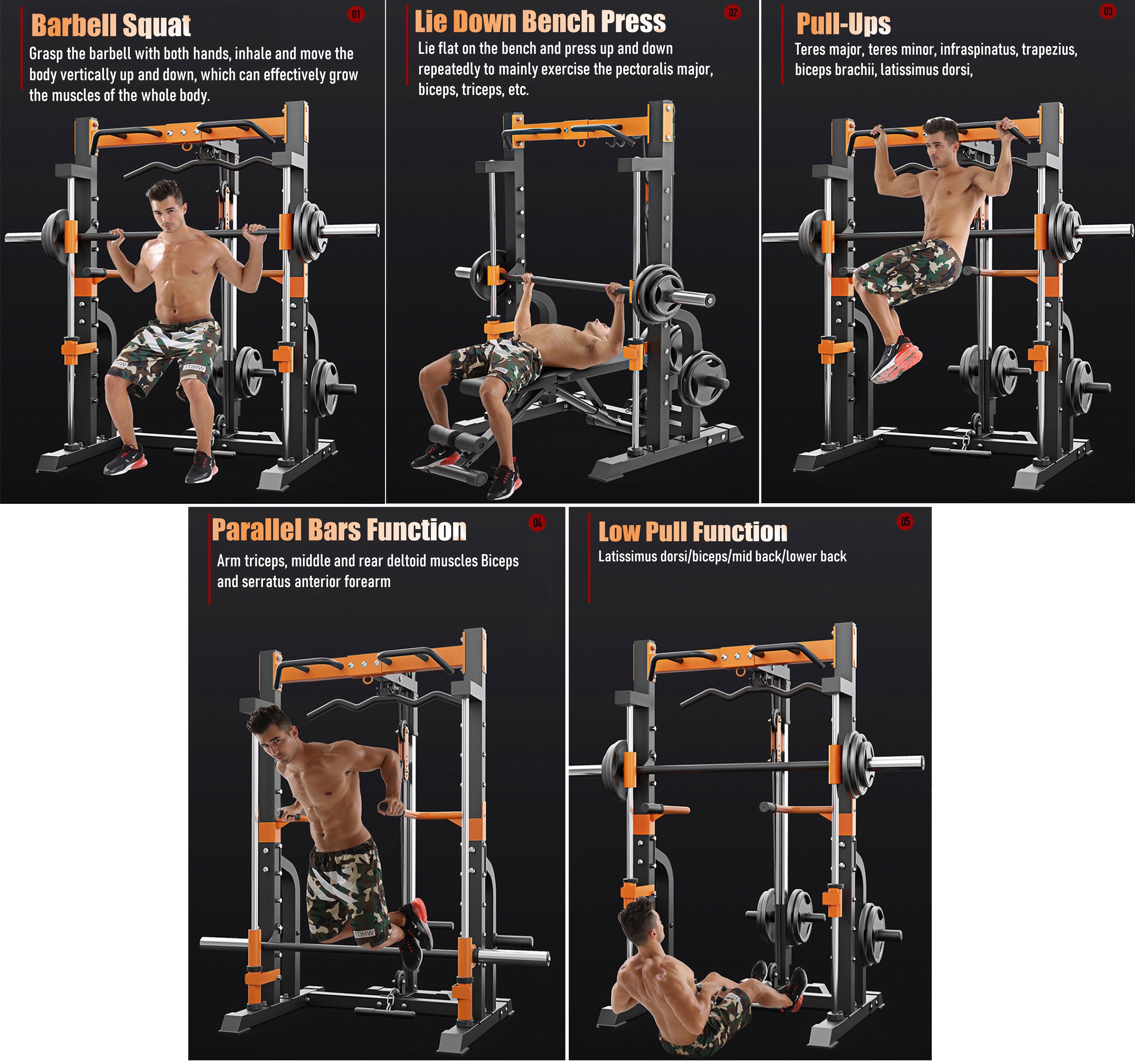 ADSports K8 Smith Machine Gym Trainer Power Cage Max Load 700KG ...