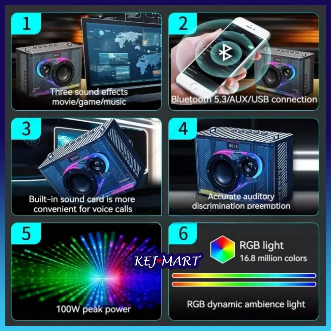 Tabletop RGB Lighting Portable Speaker Bluetooth V5.3 Hi-Res Audio 35W ...