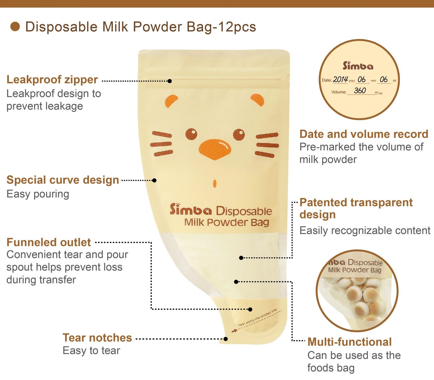 Simba Disposable Milk Powder Bag 12pcs, Travel Formula Storage | Shopee ...