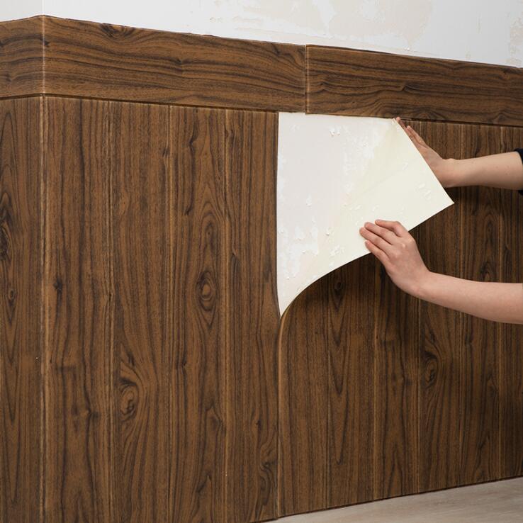 3D Wood Foam Wallpaper Self Adhesive Wallpapers DIY Home Deco ...