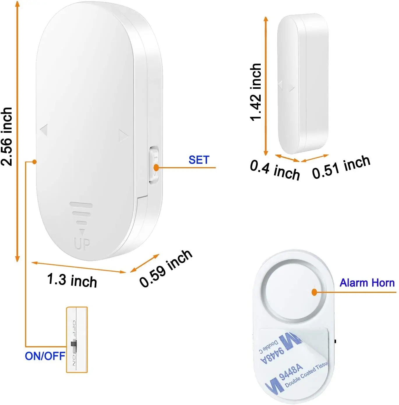 Wireless Door Window Sensor Alarm Detector With 130dB Alarm Sound Built ...