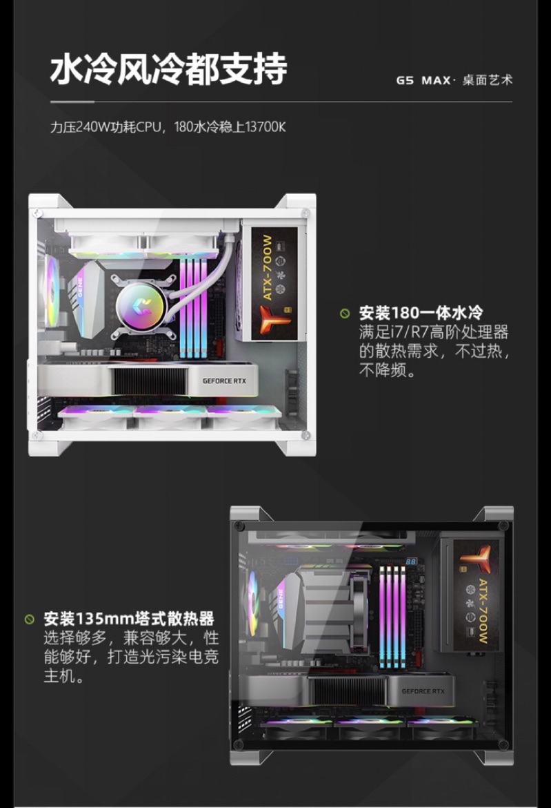 METALFISH G5 MAX Computer Case Gaming PC Chassis Support MATX/ITX 24.5 ...