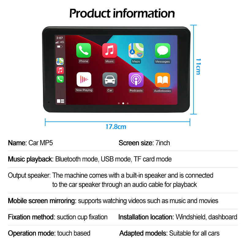 【With Reverse Camera】 7inch Android Player Car Mp5 Player Touch Screen ...