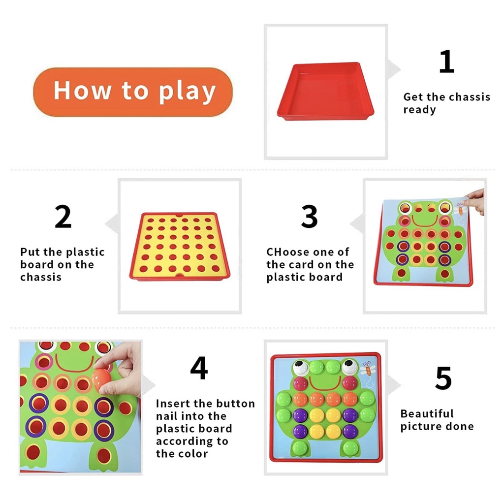 Button Idea Board Art Mushroom Nails Color Matching Game Kid Children ...