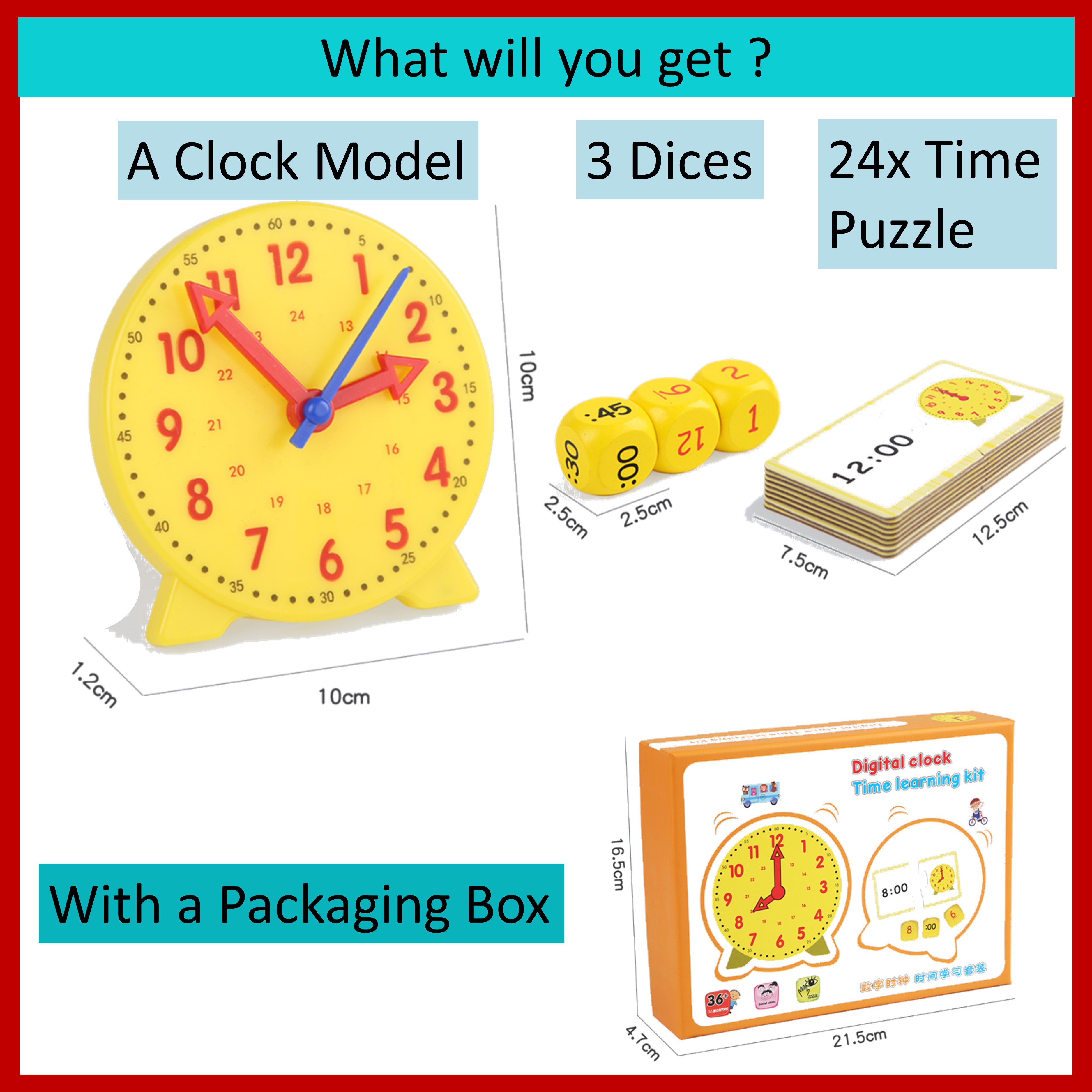 Clock for Kids Preschool Early Learning Time Kid Clock Toy Jam Belajar ...