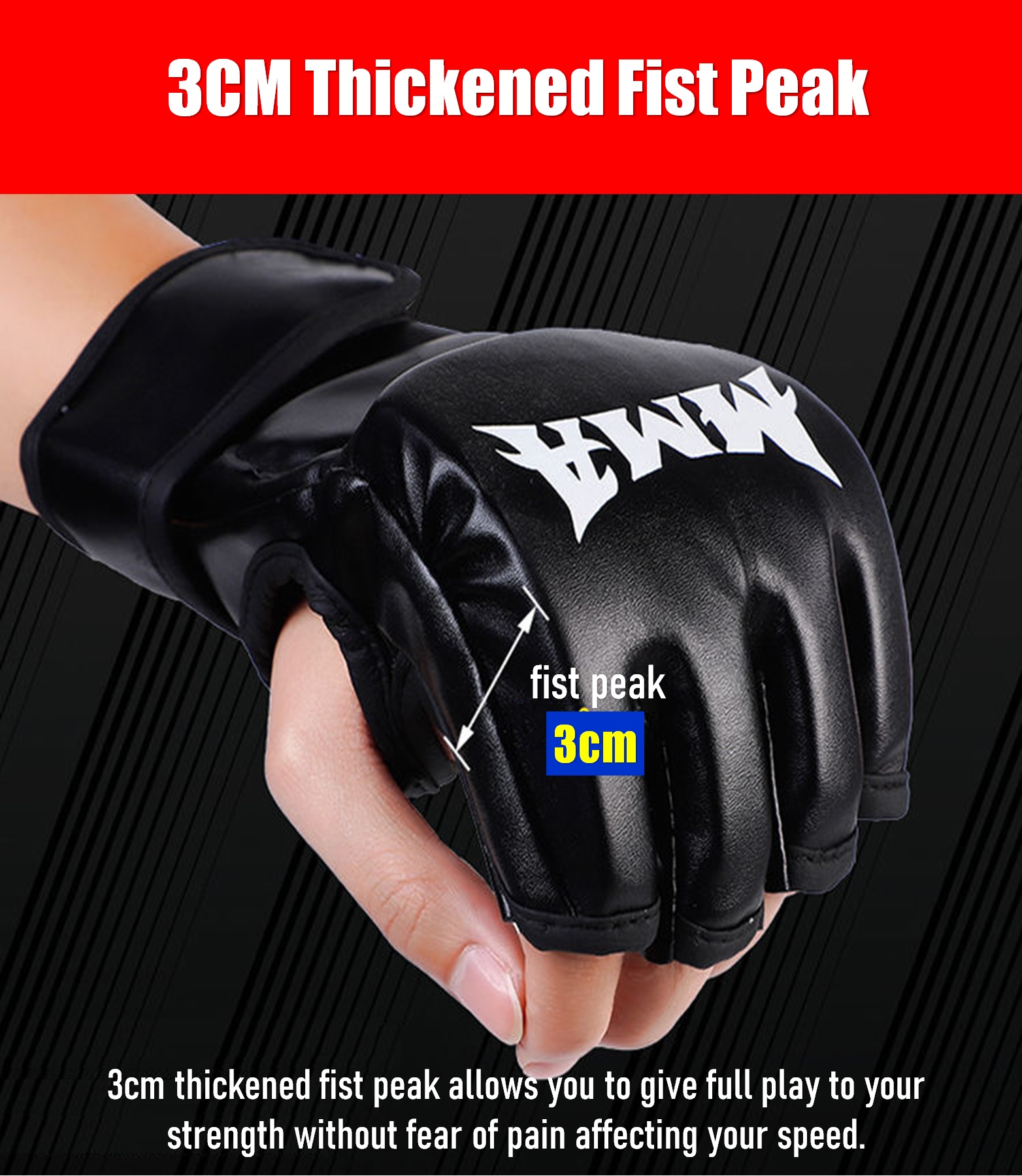 Half Finger Boxing Glove Muay ThaiBag Grappling Mitts Fighting MMA ...