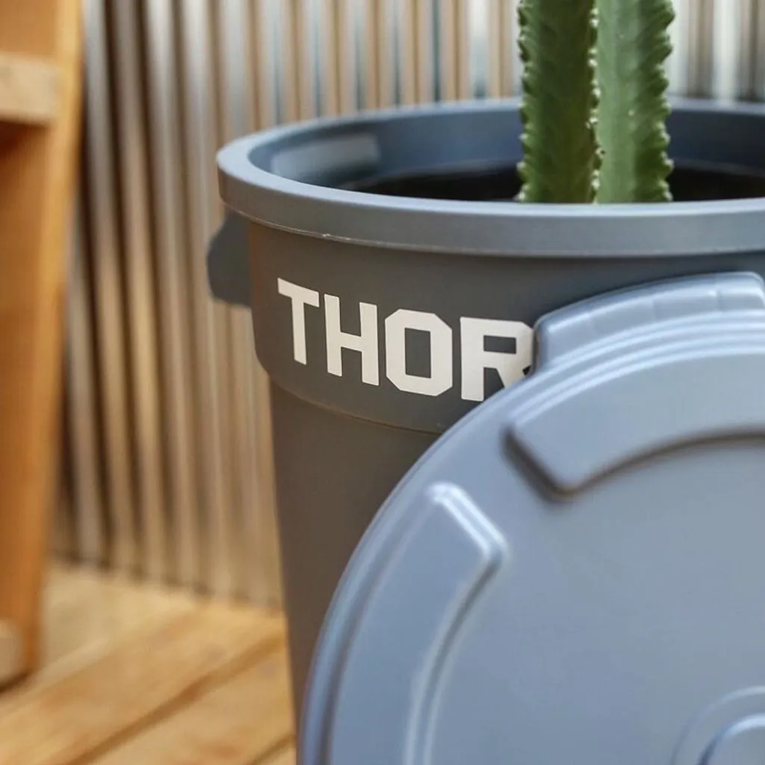 THOR Round Container with Lid Set - 23L Medium Capacity Trash Can Tong ...