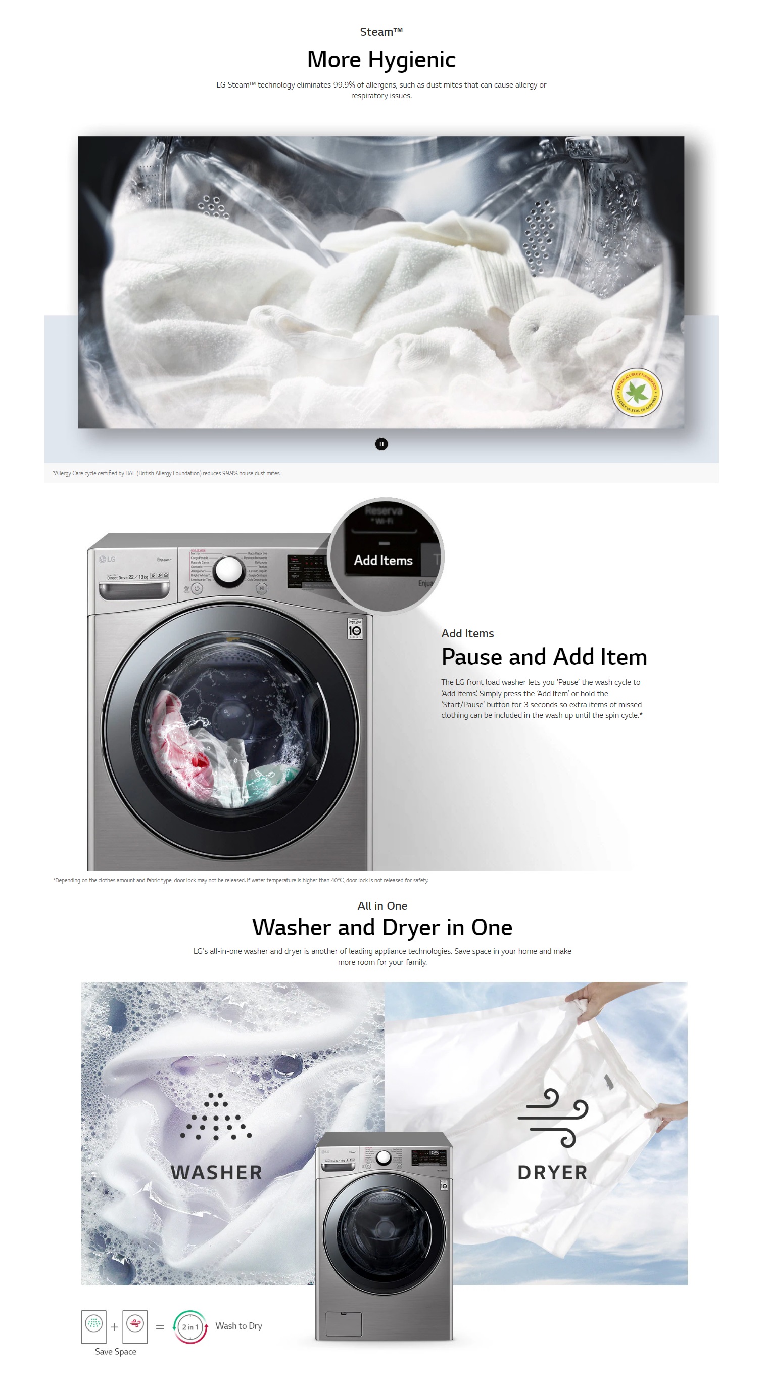 LG Washer Dryer 2 in 1 Washing Machine Front Load Combo Mesin Basuh ...