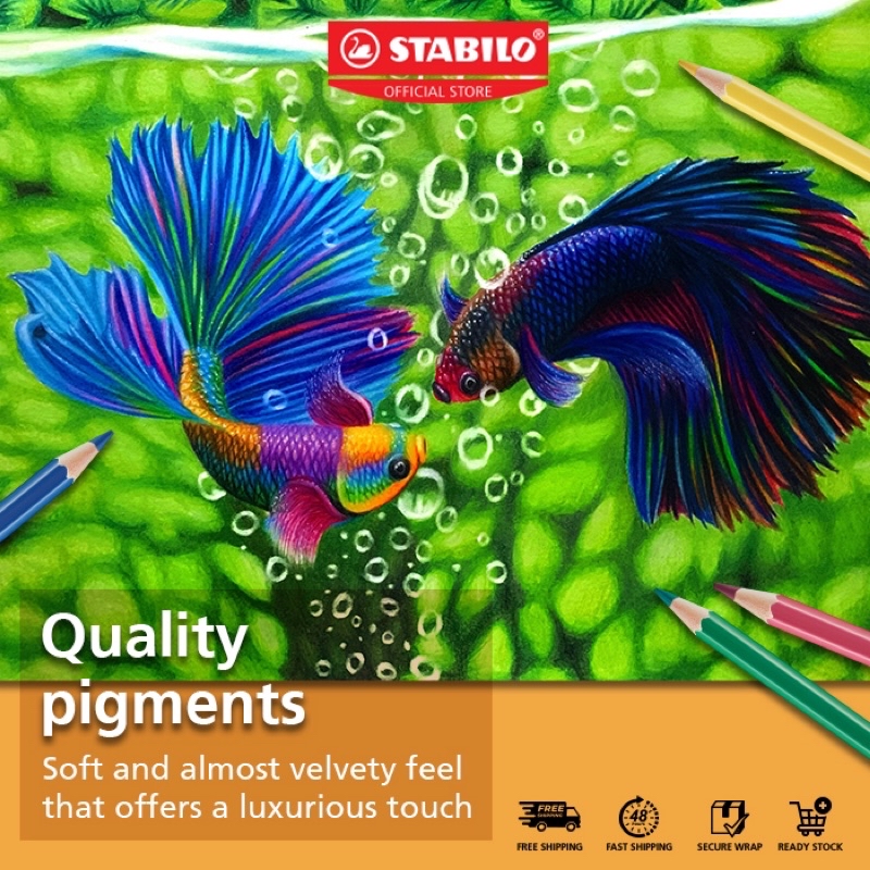STABILO swans Hard Cover Box ARTY Colour Pencil Pensil Set 100 Colours ...