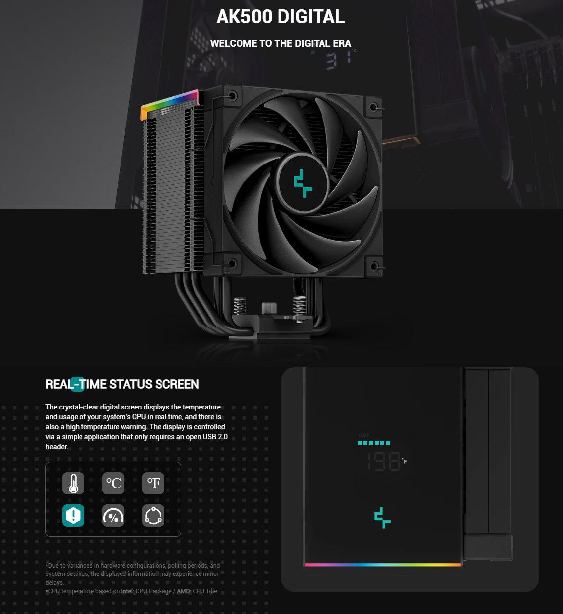 DeepCool AK500 Digital ARGB CPU Cooler - Black / White # R-AK500-BKADMN ...