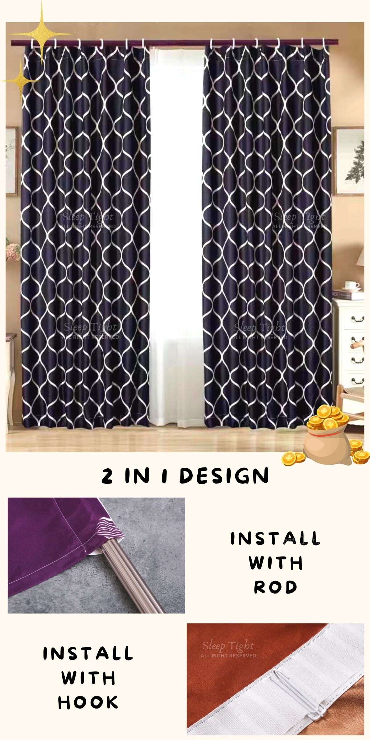Tingkap Pintu Langsir Murah Curtain Size 120cmx160cm 120cmx210cm ...