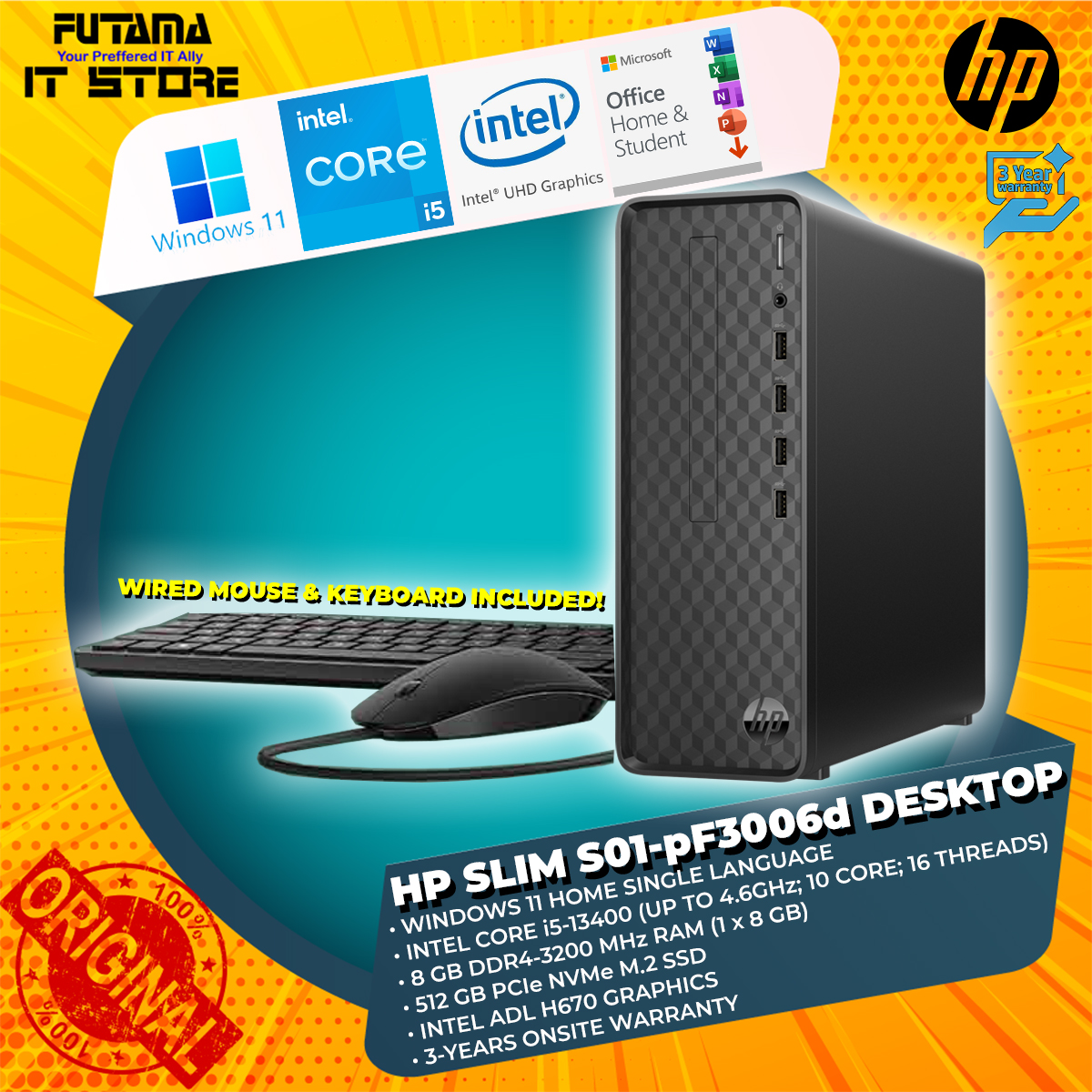 HP Slim S01-pF3006d PC Desktop - Win 11/Intel Core i5-13400/Intel H670 ...