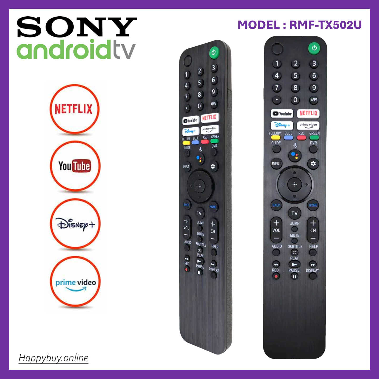 Sony Bravia HDR Smart Android TV Remote Control Sony Voice Control ...