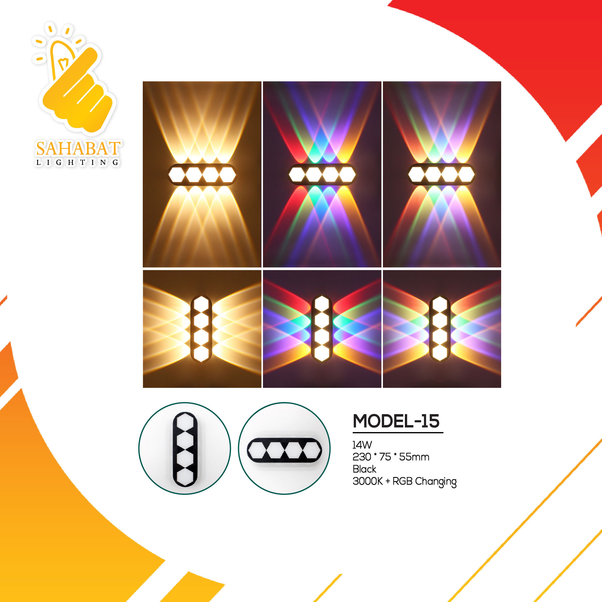 LED Decorative Colorful Black Series Wall Lamp Effect Light ...
