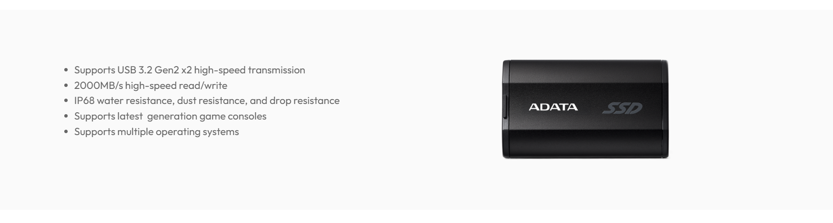 Adata SD810 External SSD Type-C 20Gbps USB 3.2 Gen2x2 Black / Titanium ...