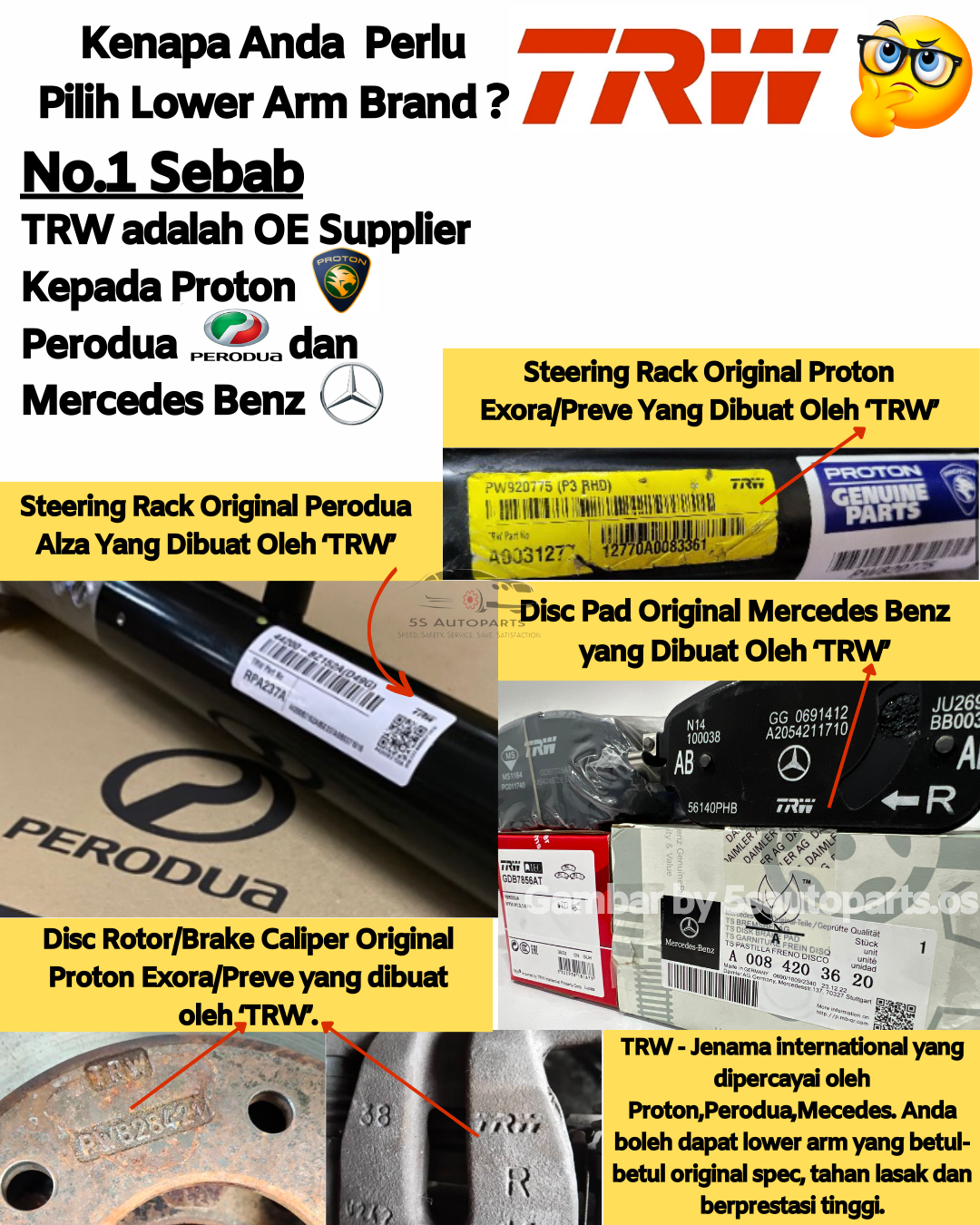 TRW Perodua Myvi 1st Gen D73A / 2nd Gen D54T Lagi Best Heavy Duty Lower Arm W/Stabilizer Link ...