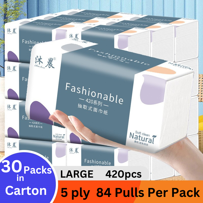 READY STOCK ️ 3Ply/5Ply Soft Facial Tissue Paper Wood Pulp Tissue Paper ...