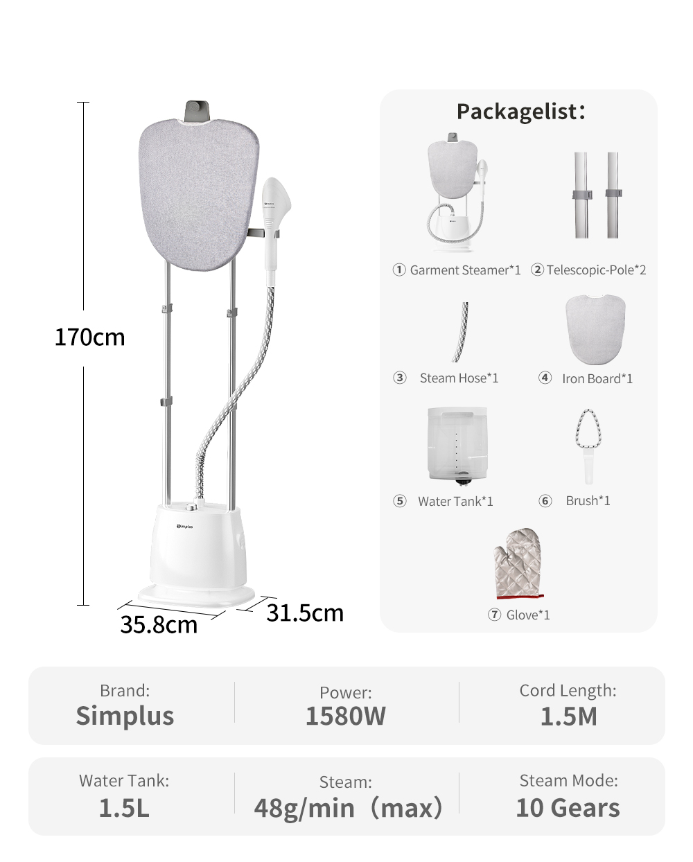 Simplus Garment Steamer Flat&Ironing&Hanging 3 In 1 Vertical Ironing ...