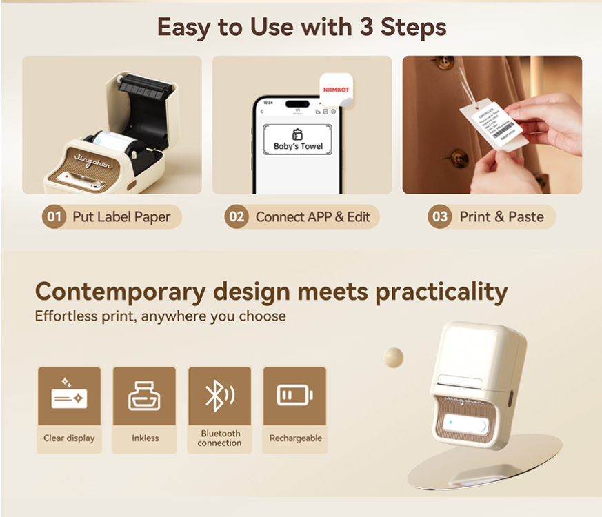 Label Printer Wireless Bluetooth Thermal Printer Portable Printer Mini ...