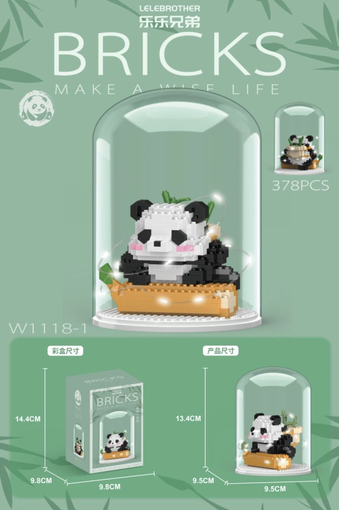 Panda Building Block Nano Bricks Cute Cartoon Make A Wise Life LED ...