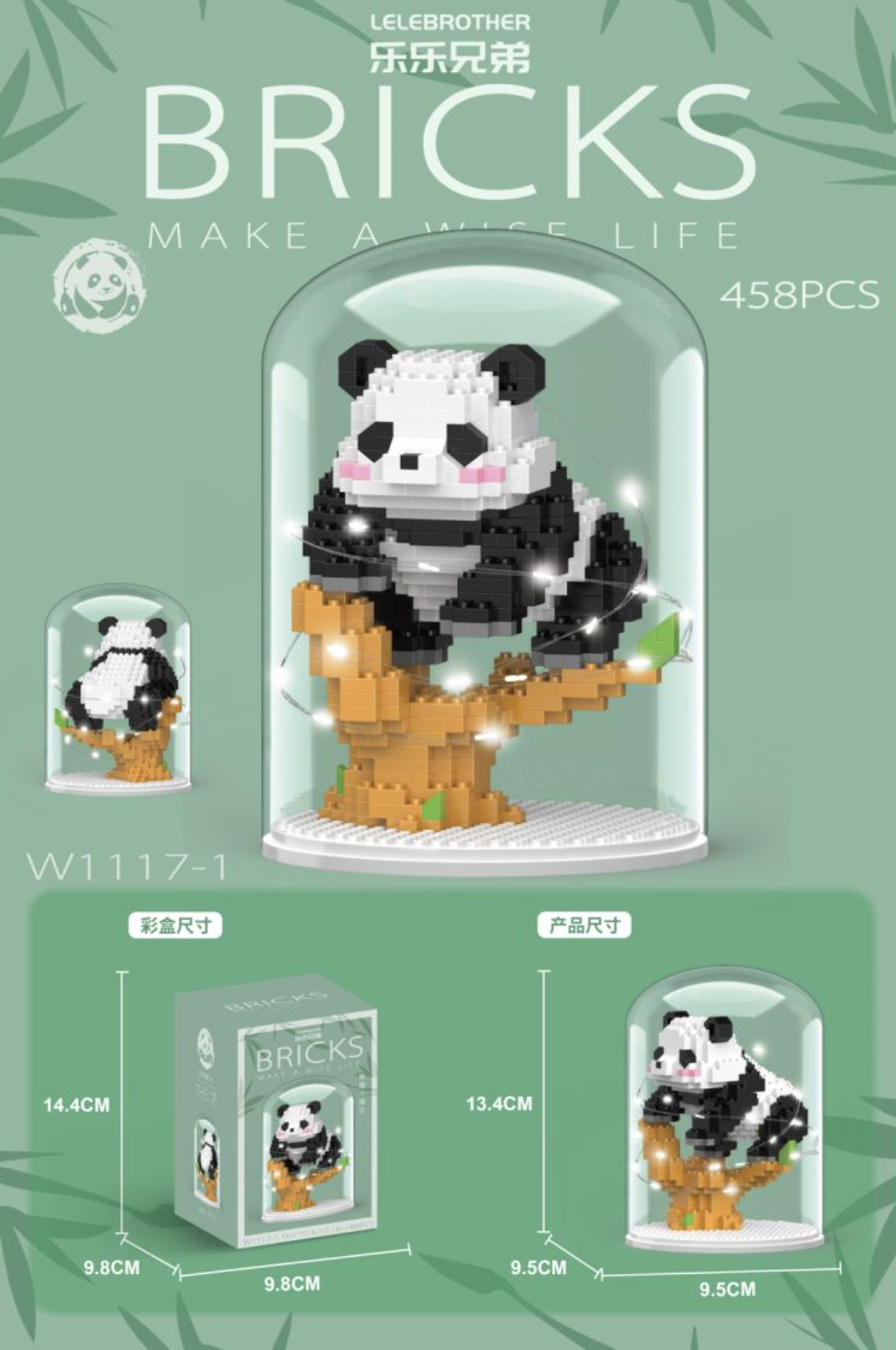 Panda Building Block Nano Bricks Cute Cartoon Make A Wise Life LED ...