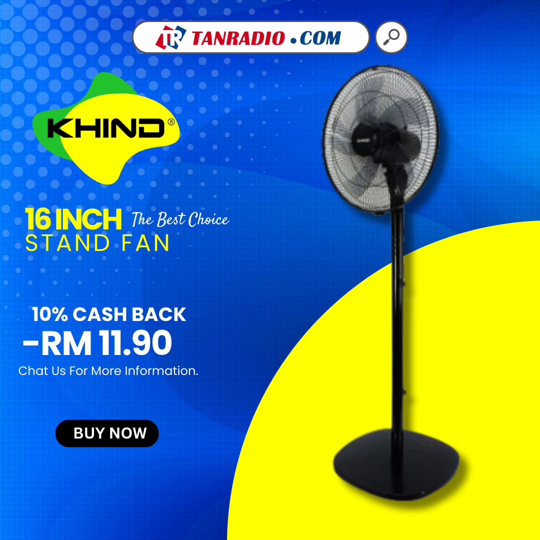 Khind Stand Fan 16" 5 Blades Black Series SF1663H Kipas Angin Berdiri ...