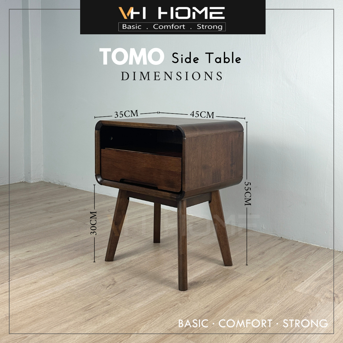 VH TOMO & JERY Side Table (Fully Solid Wood) Bed side Table Single ...