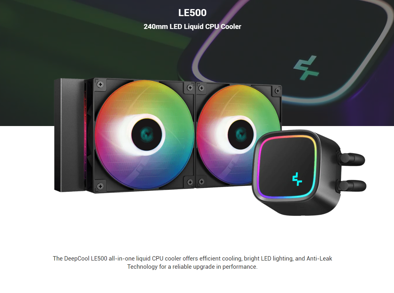 DeepCool LE500 240 LED AIO Liquid CPU Cooler - Black # R-LE500-BKLNMC-G ...