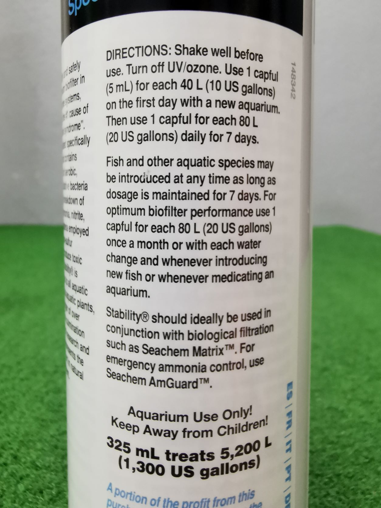 Seachem Stability (500ml/325ml/250ml/100ml/50ml). Beneﬁcial Bio Nitrifying Bacteria Starter ...