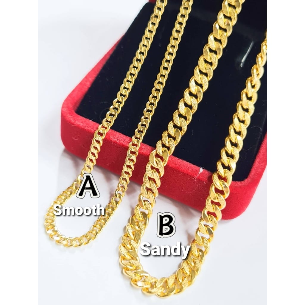 Wing Sing Rantai Leher Pasir Licin Kosong Bajet Fesyen Emas 916/ 丁沙空心项链 ...