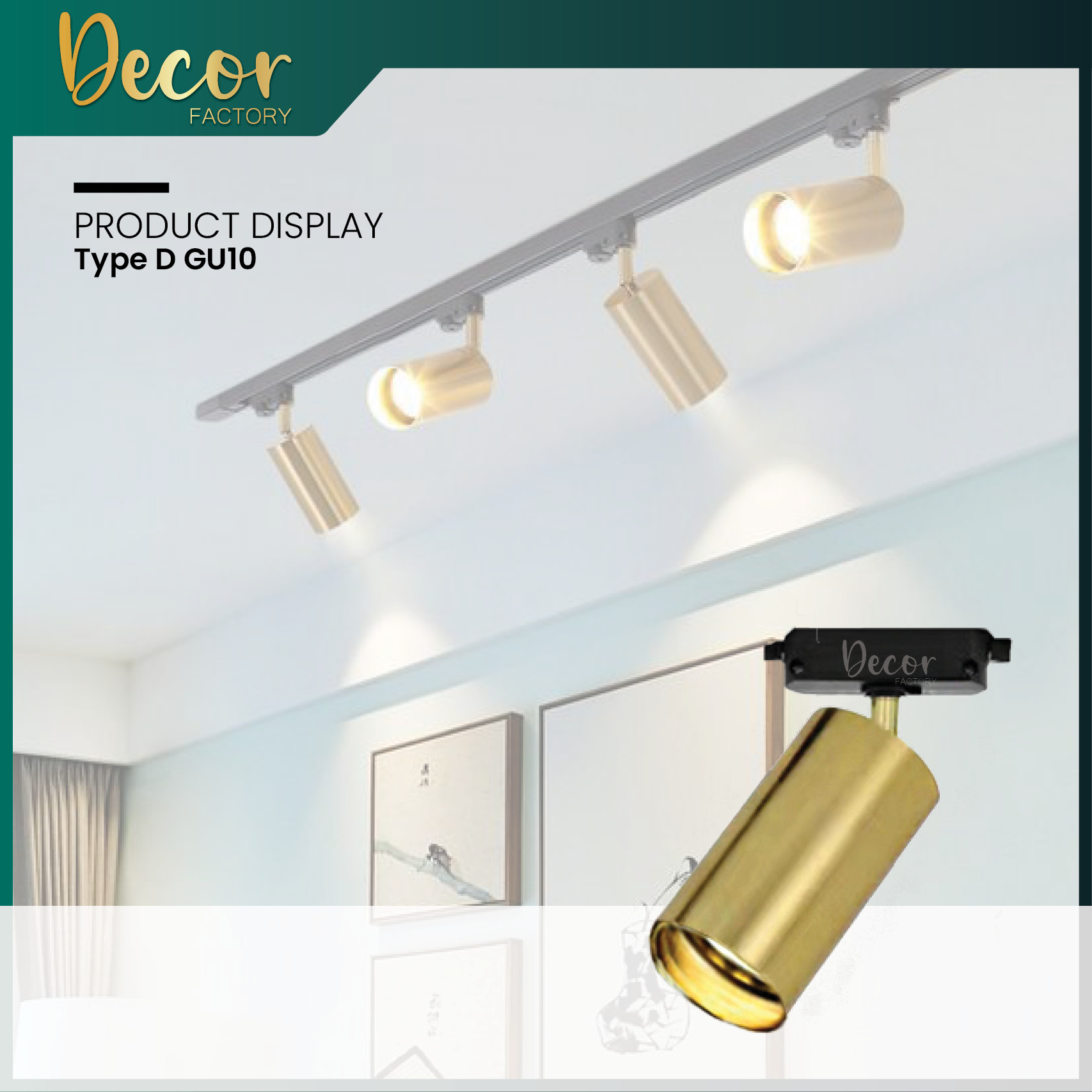 Track Light Lampu Track Light Gold Indoor Spotlight Holder GU10 MR16 ...