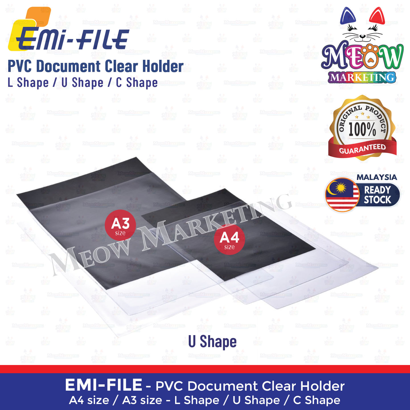 EMI File PVC Document Clear Holder A4 / A3 - L Shape File / U Shape ...