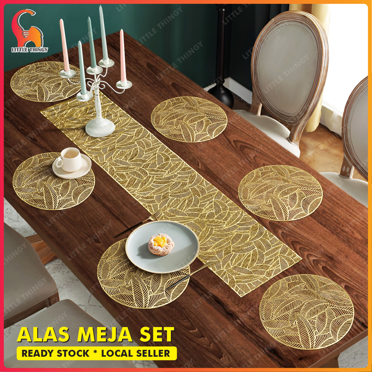 Pelapik Alas Meja Table Mat Runner Set Lapik Pinggan 6 / 8 Kerusi Set ...