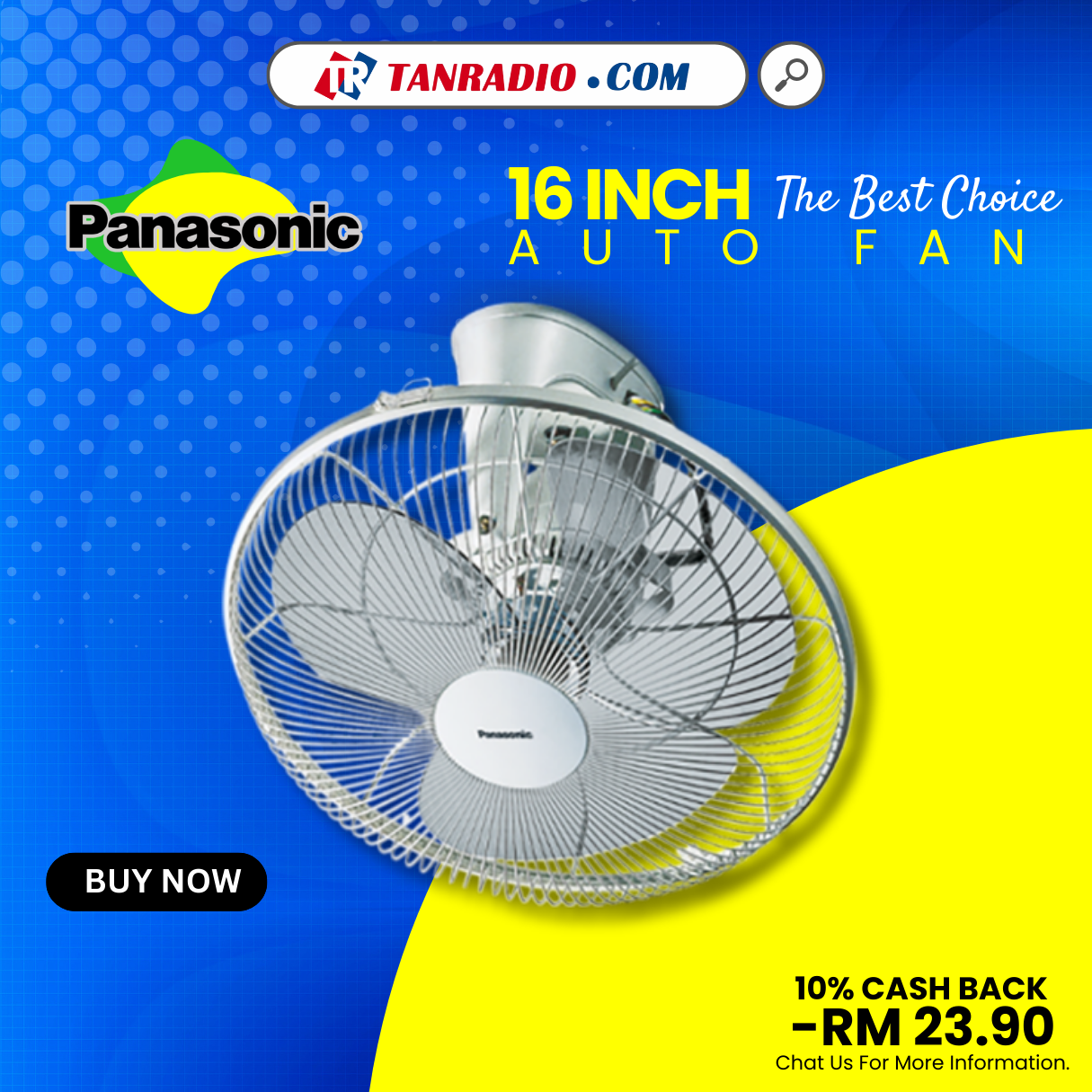 Panasonic Oscillation Auto Fan Transparent Blade Oscillation Circle ...