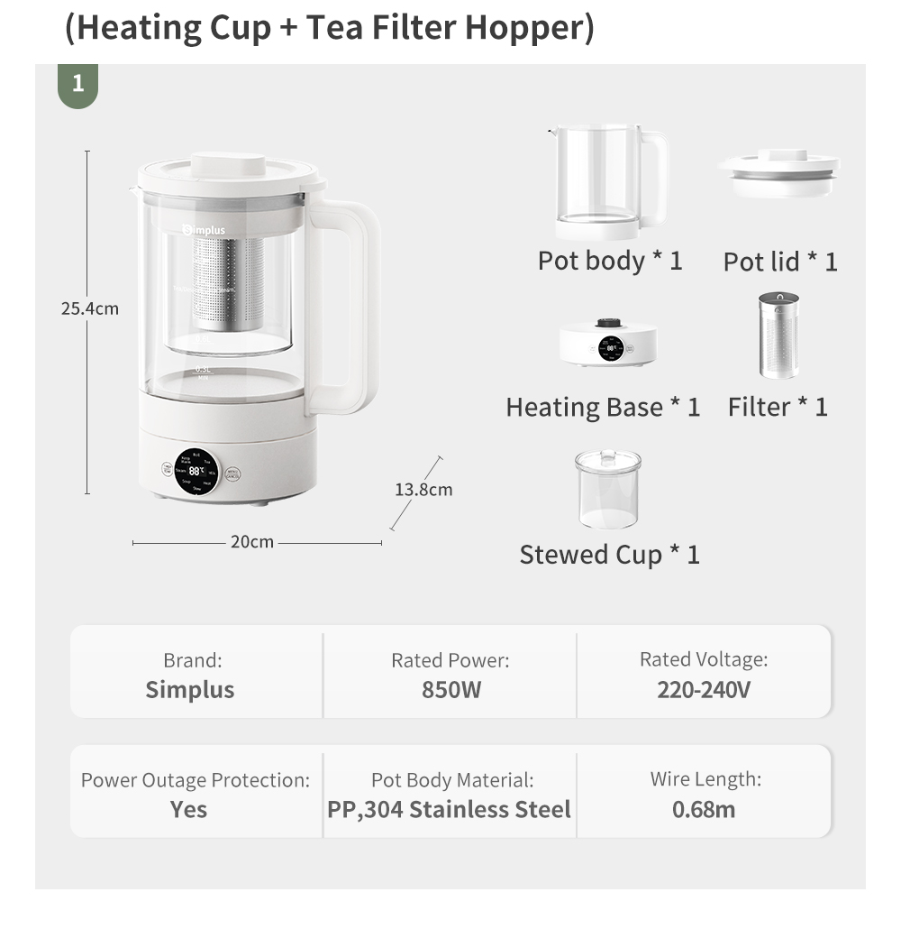 Simplus Health Pot | 1.5L 850W | 24H Reservation | Automatic Power Off ...
