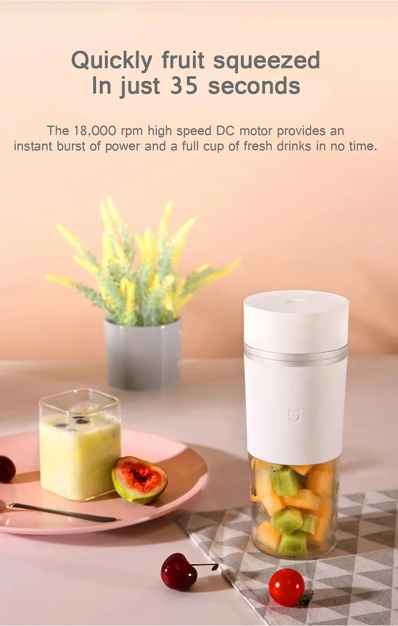 Xiaomi Mijia Portable Mini Juicer Fruit Blender 300ml Mini Juicing Cup ...