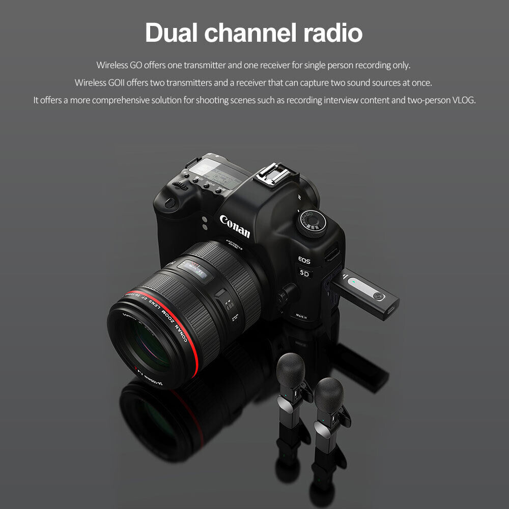 K35 K9 Dual Wireless Microphone for Phones Laptop Collar Microphone for YouTube Vlogging ...