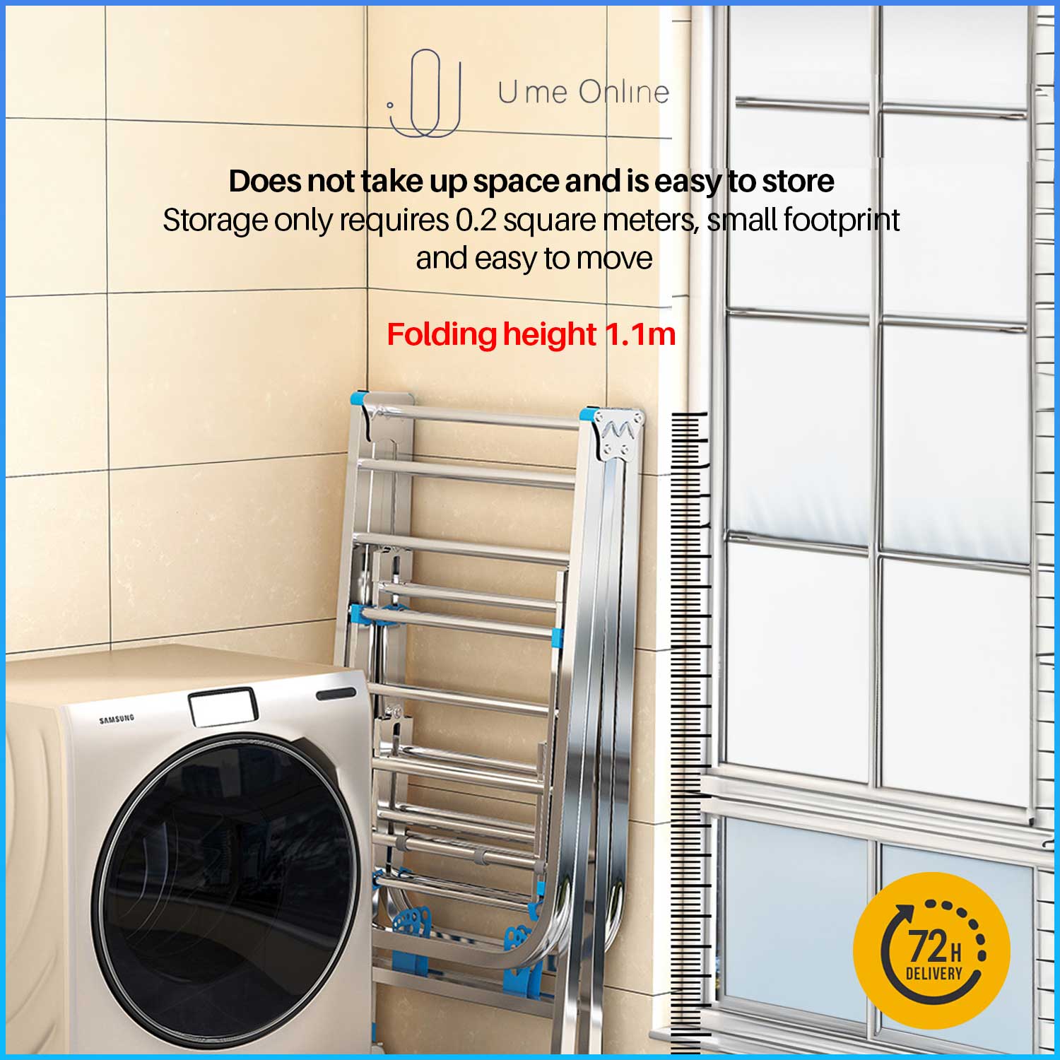 U.me Stainless Steel Foldable Clothes Hanger Laundry Drying Rack ...