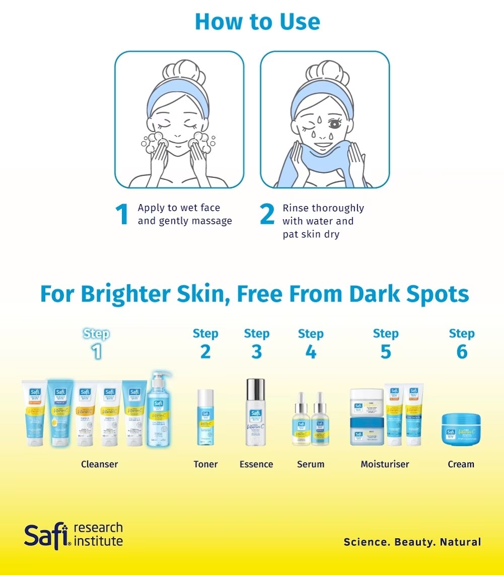 SAFI Perfect White 3X Brightening 2 in 1 Cleanser 160ml | 100X Vitamin ...
