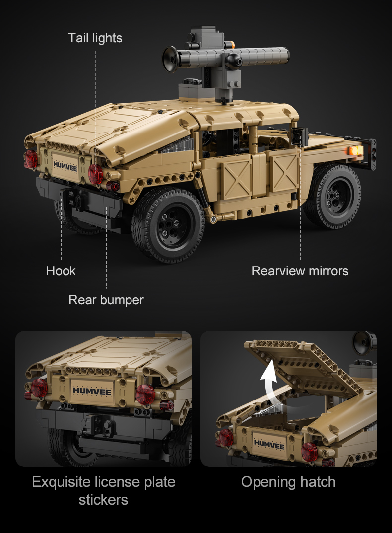 CaDA Humvee Off-Roader 1:14 C51202W RC Block Toy Set (628 Pieces ...