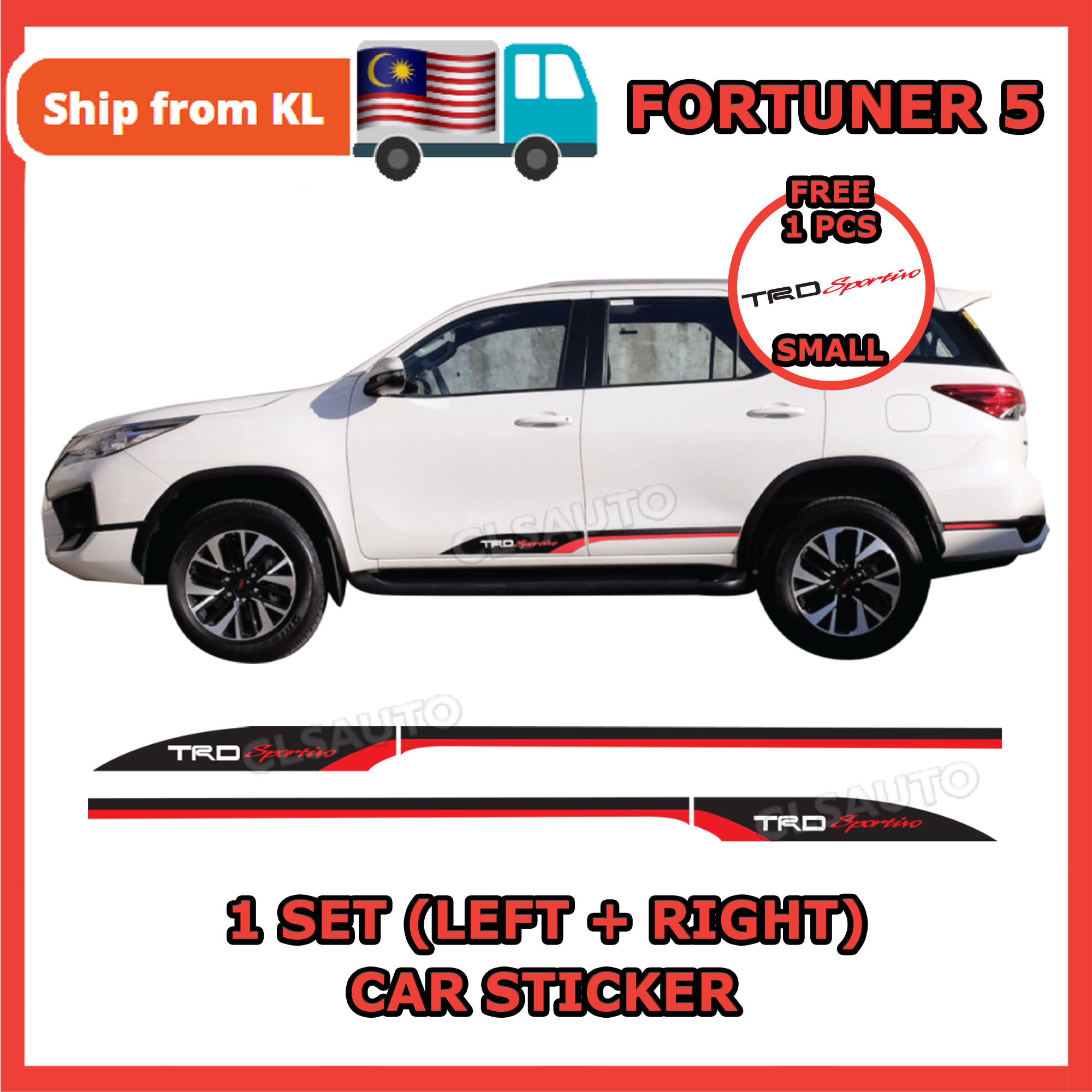 Toyota Fortuner Sticker Design 5 Car Body Side Lining Stripe Decal TRD ...