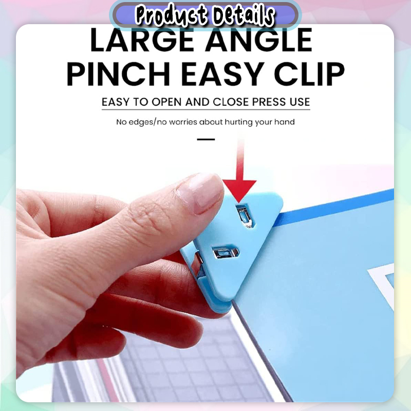 [Happy Kids] Paper Edge Clip Triangle Paper Clips Binder Clip Memo File ...
