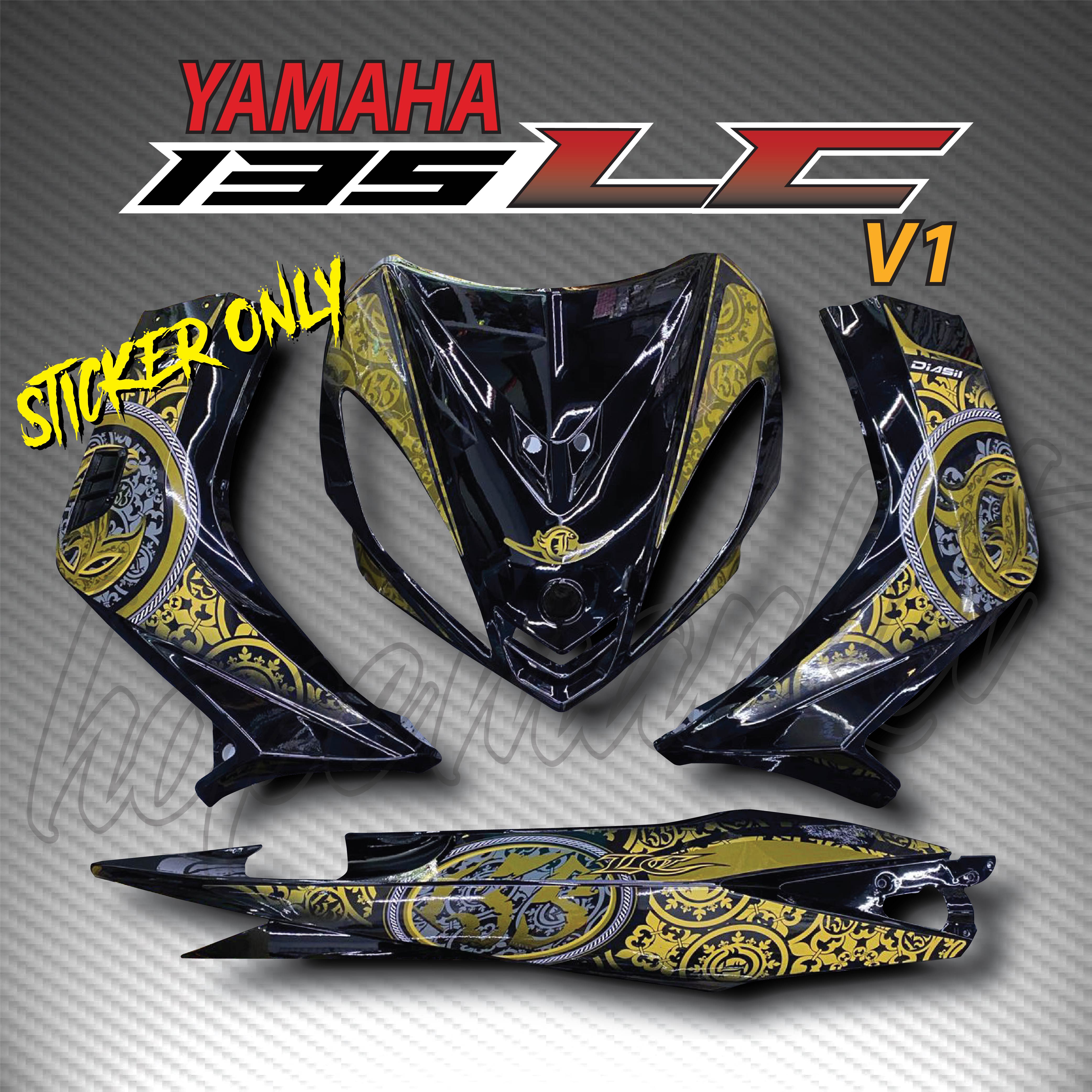 STRIPE MOTOR YAMAHA LC135 V1 BATIK DESIGN CUSTOM BODY STICKER ( READY ...