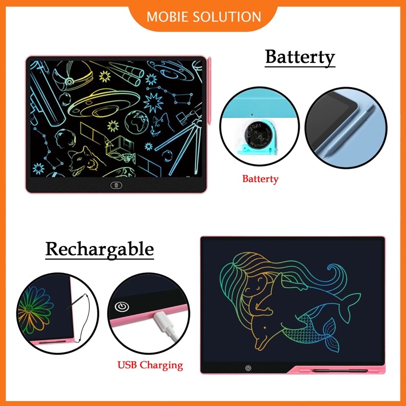 (Rechargable) LCD Writing Tablet Multi Color Screen 16" Tablet for Kids ...