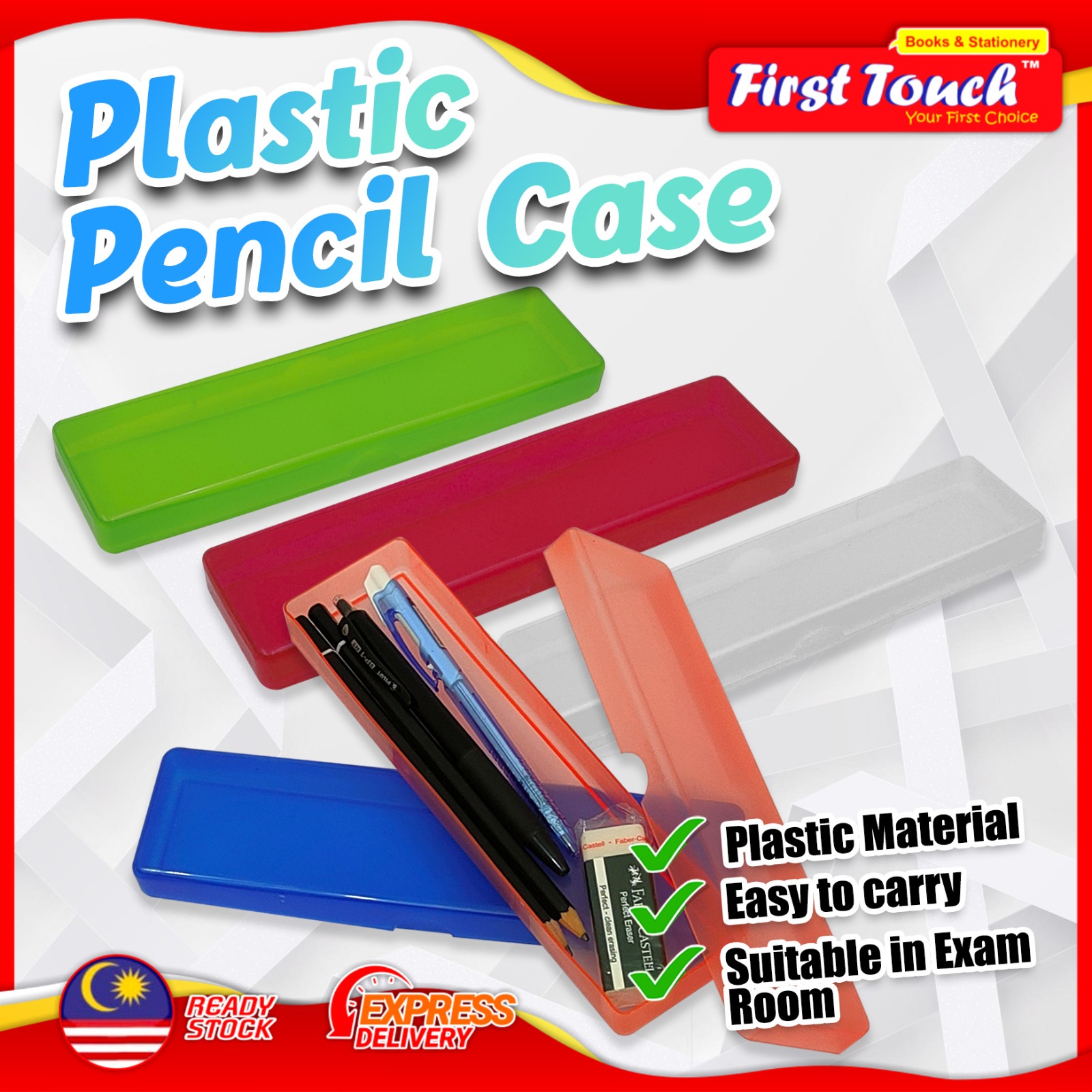 (Clearance Stock) Plastic Pencil Case Transparent Pencil Box Kotak ...