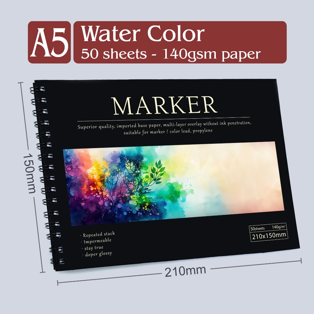 [Ready Stock] Marker Book 50Sheets 130gsm A5 A4 8K 16KMarker Pad Drawing Sketchbook Painting ...
