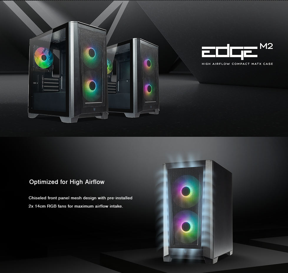 Tecware Edge M2 ARGB TG mATX Gaming PC Case - Black # TWCA-EDM2-BKAR ...