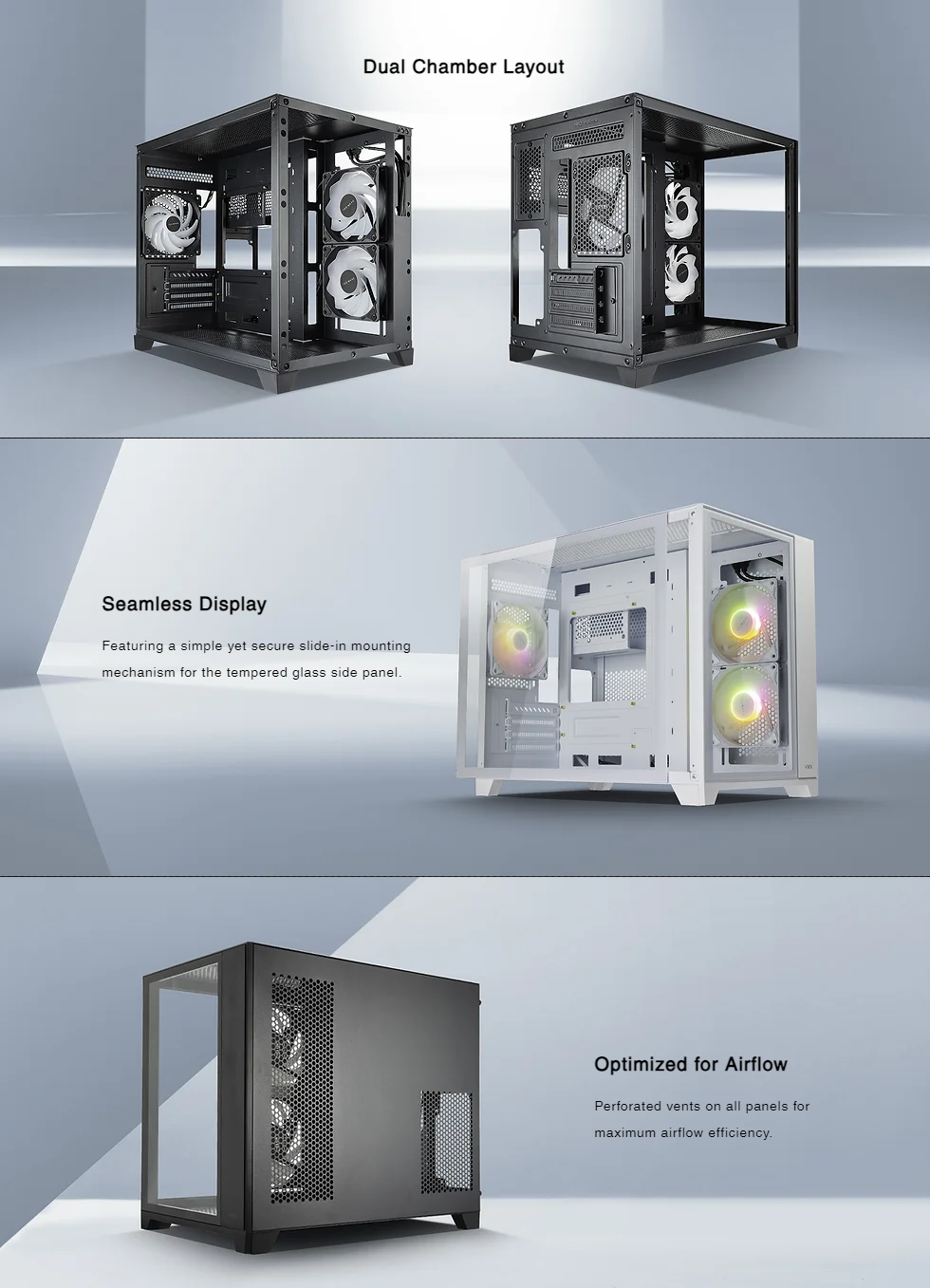 Tecware VXN V2 ARGB Compact Dual Chamber TG mATX Chassis - Black ...