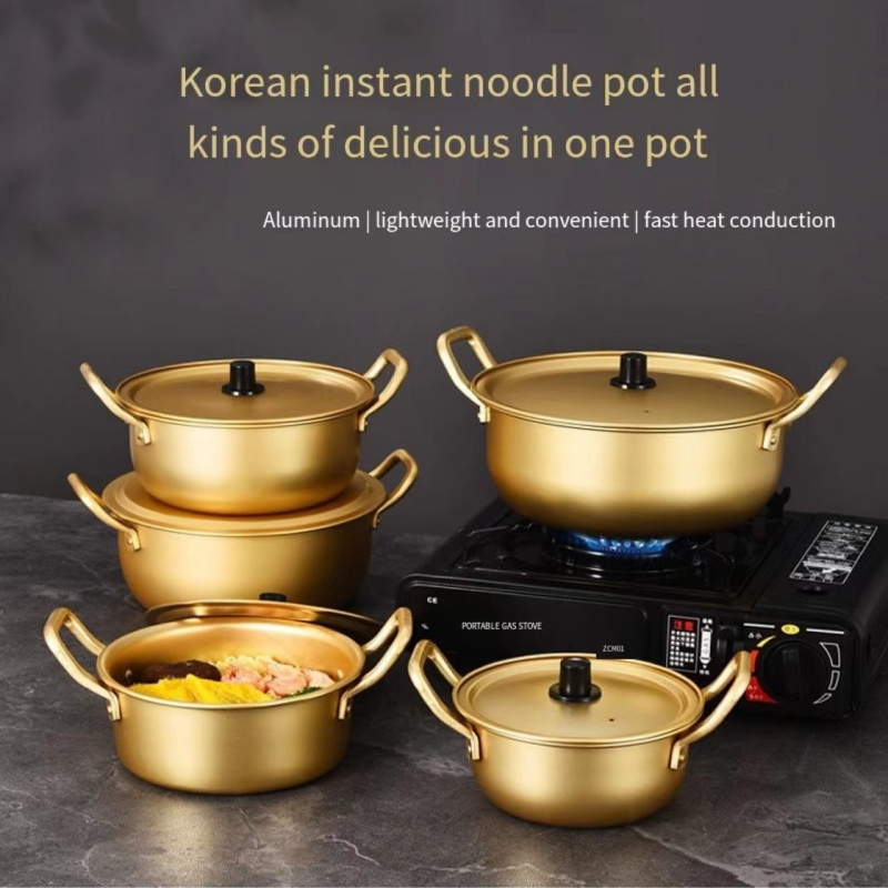 KOREAN STYLE Korea Ramen Pot Noodle Golden Yellow Aluminium Soup Steel ...