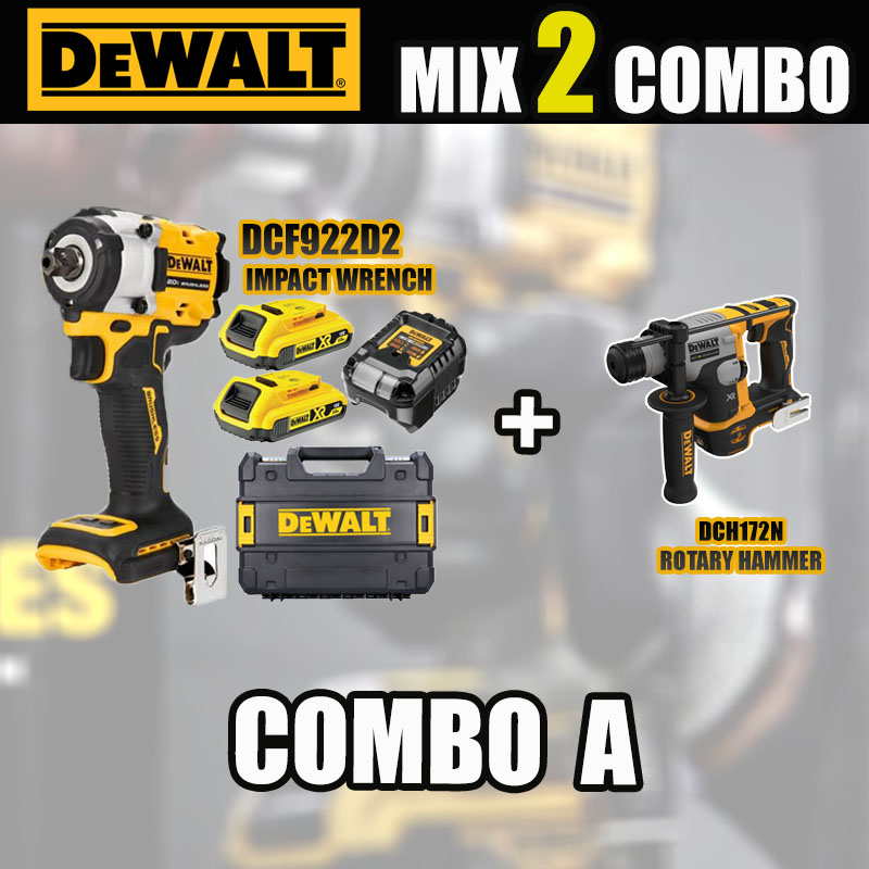 DEWALT DCF850D2A IMPACT DRIVER / DCF922D2 IMPACT WRENCH MIX 2 COMBO SET ...